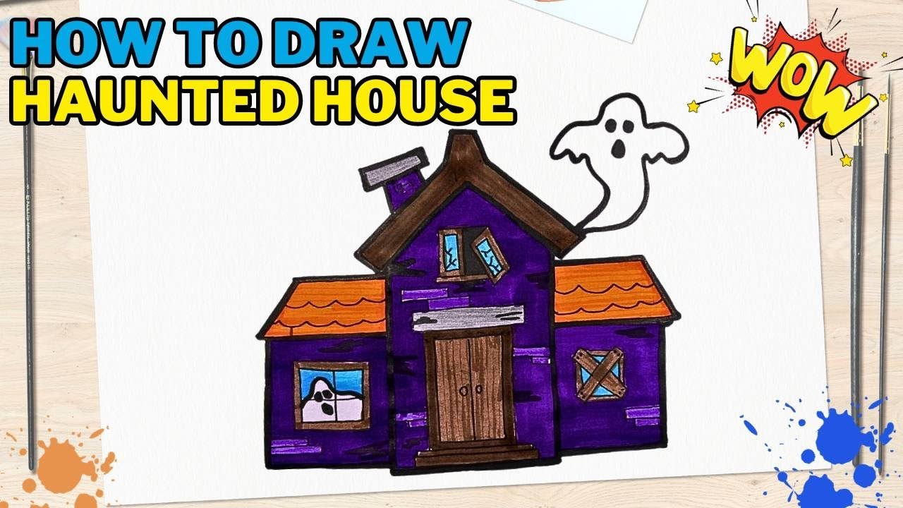 How to Draw A Haunted House Easy Step by Step | Halloween Drawing ...