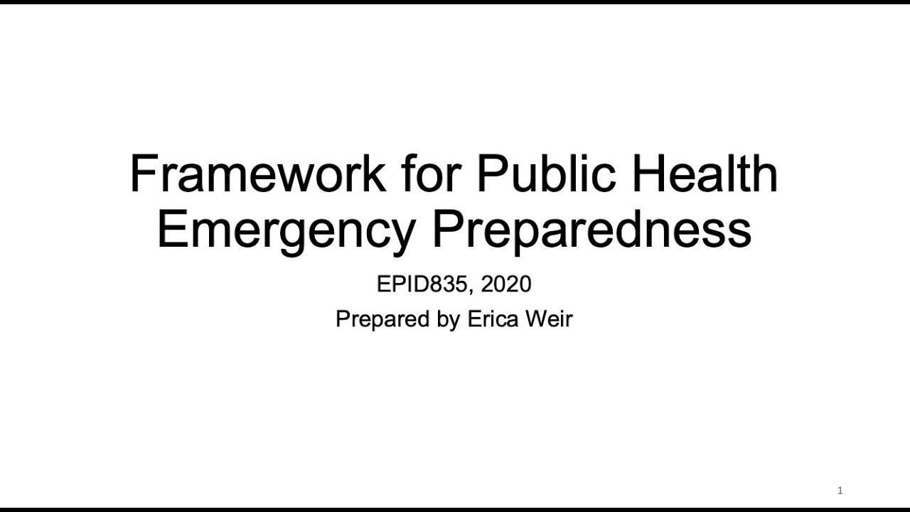 Framework for Public Health Emergency Planning and Preparedness - Dr ...