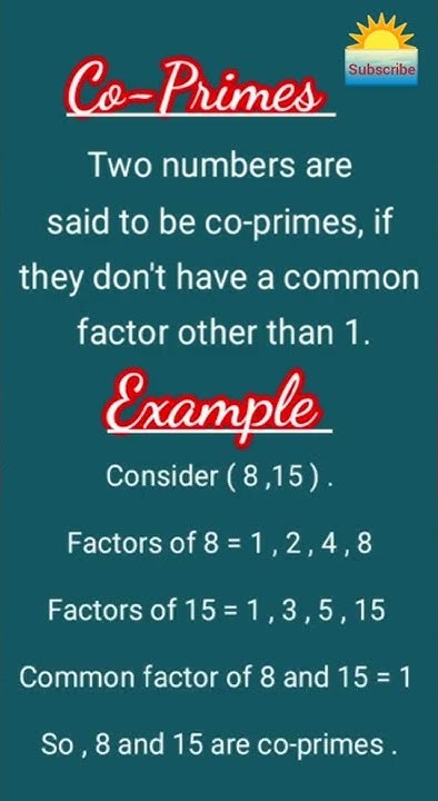 Co-Primes || Definition with example ||#shorts - YouTube