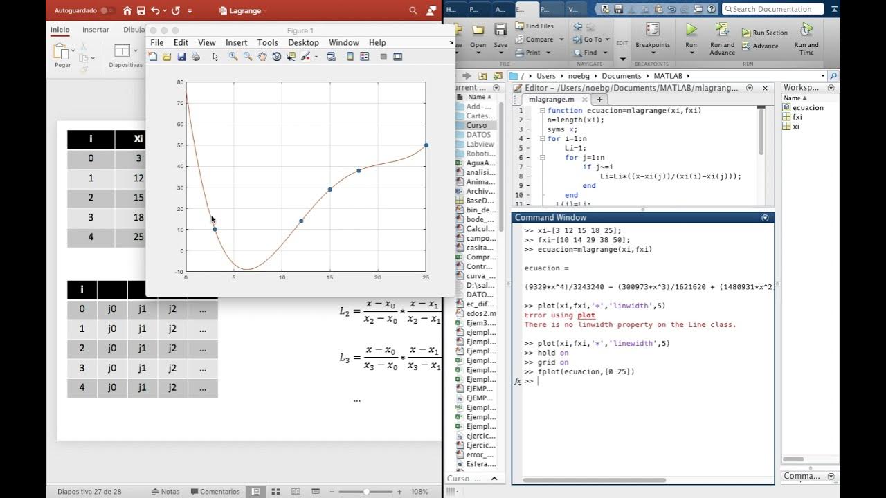 Interpolación de lagrange explicación y programa MATLAB - YouTube