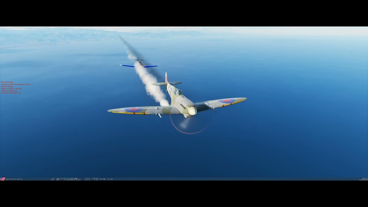 BF109K4 11x 30mm hit Vs Spitfire - YouTube