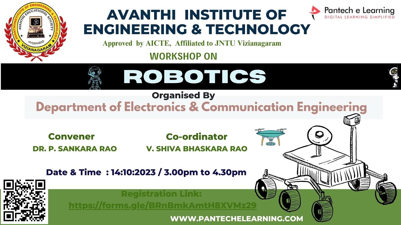 Workshop on ROBOTICS, AVANTHI INSTITUTE OF ENGINEERING & TECHNOLOGY || Pantech eLearning - YouTube