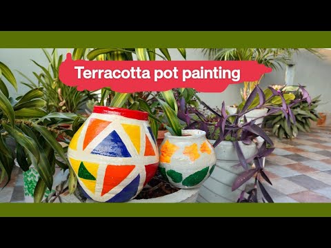 Easy pot painting idea using masking tape | DIY Matka craft - YouTube