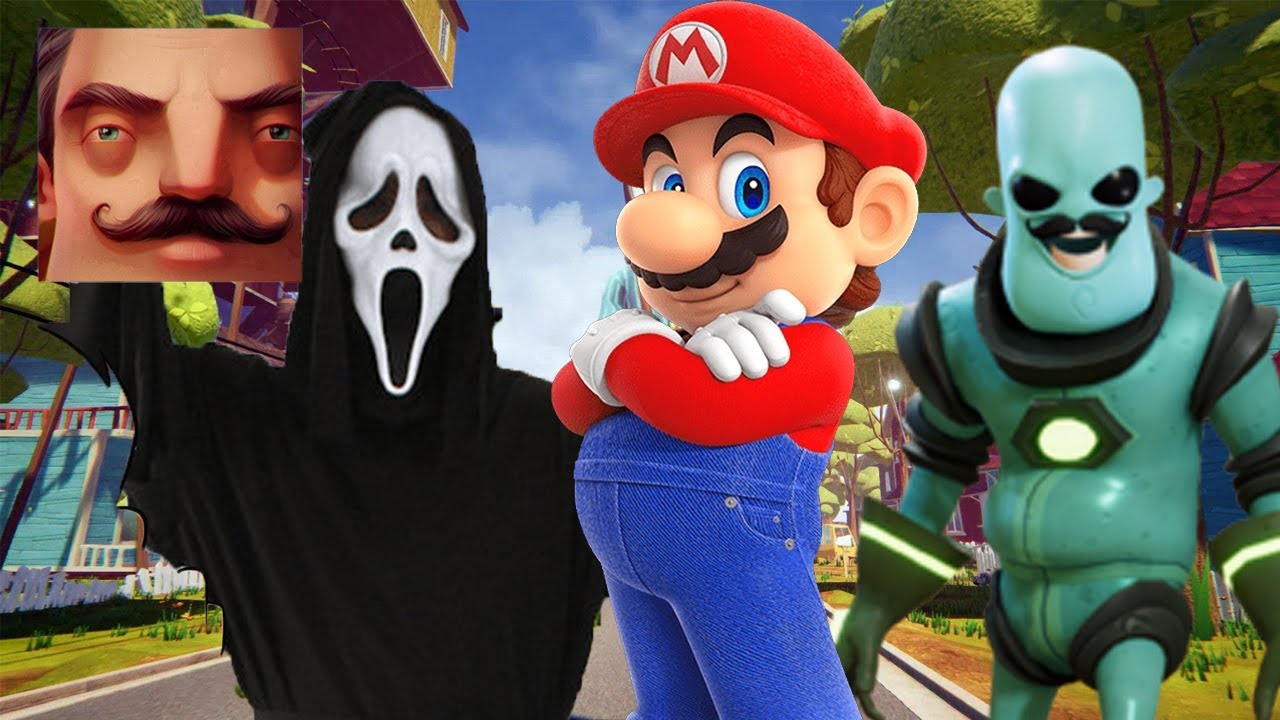 Hello Neighbor - New Secret Neighbor GhostFace Alien Mario Spider-Man ...