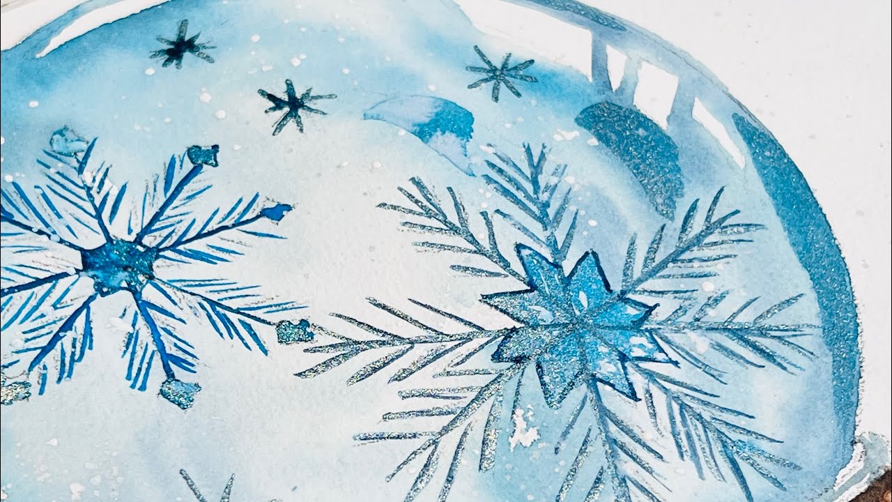 Dreamy Winter Holiday: Paint This Watercolor Icy Blue Snow Globe, step ...