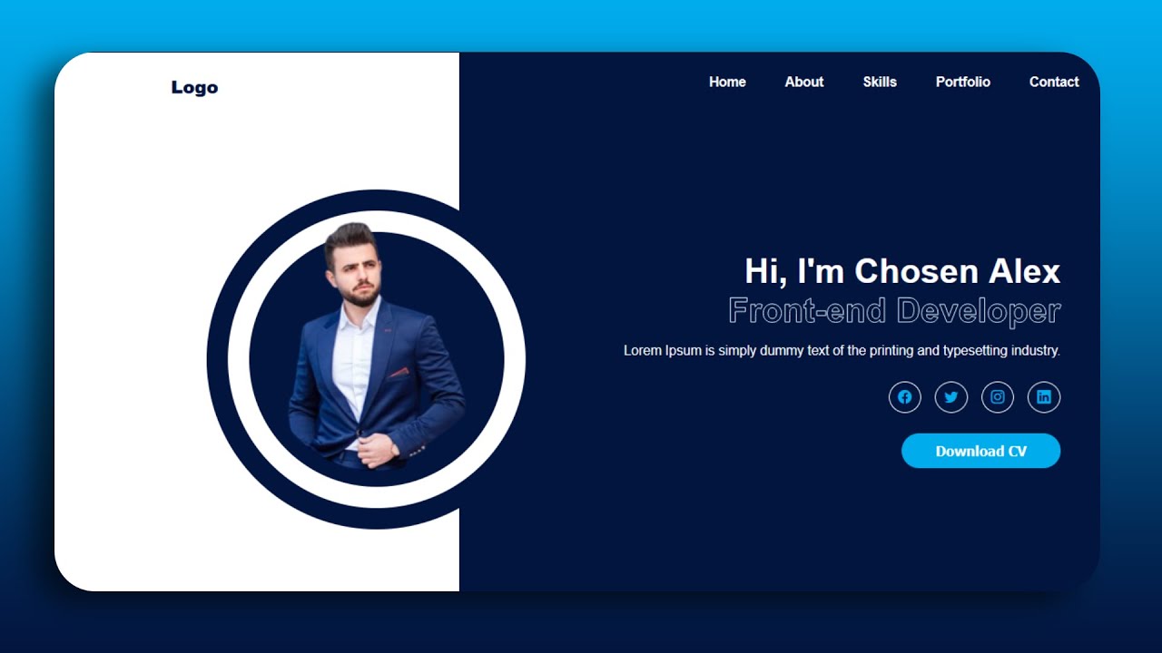 Personal Portfolio website using HTML CSS and JavaScript - YouTube