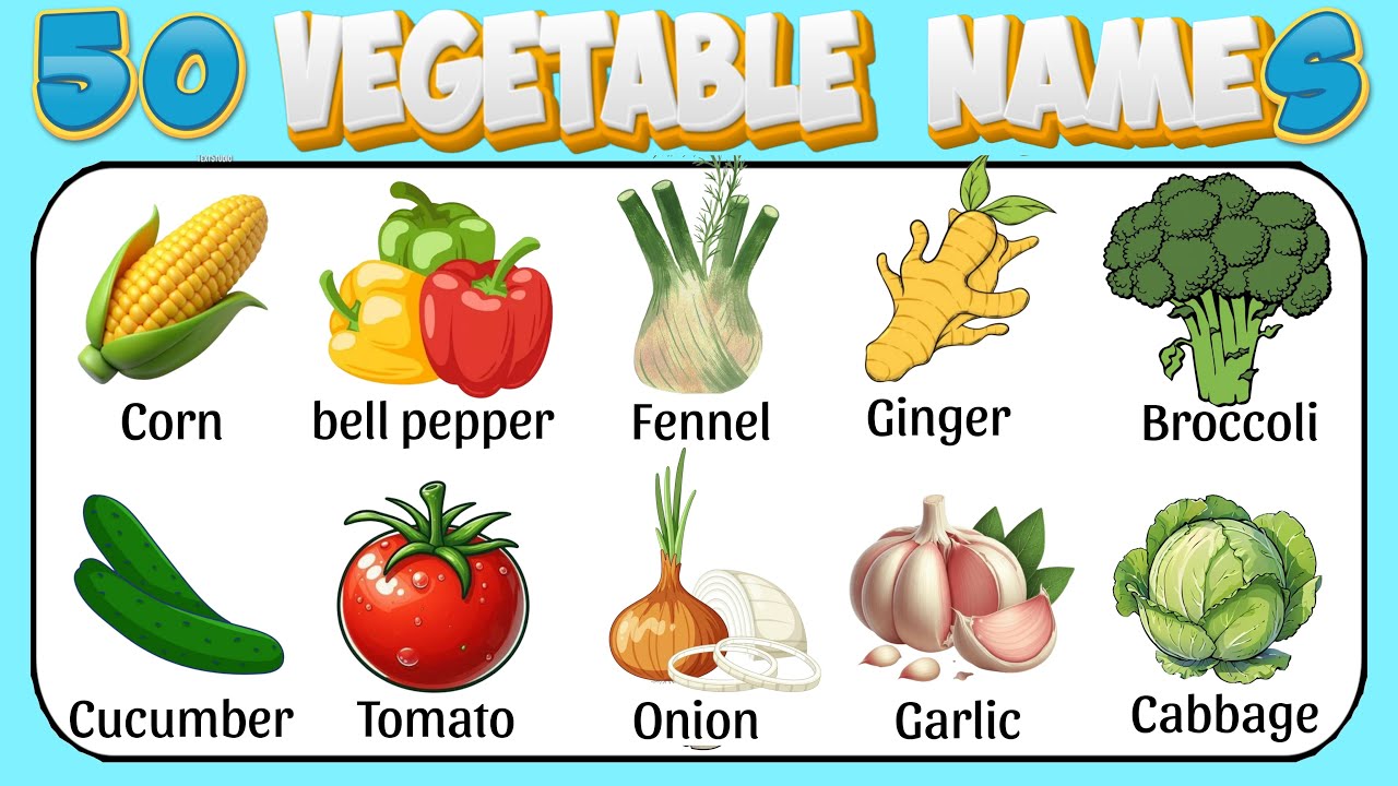 Master 50 Vegetable Names in English With Pictures and movies | Name of ...
