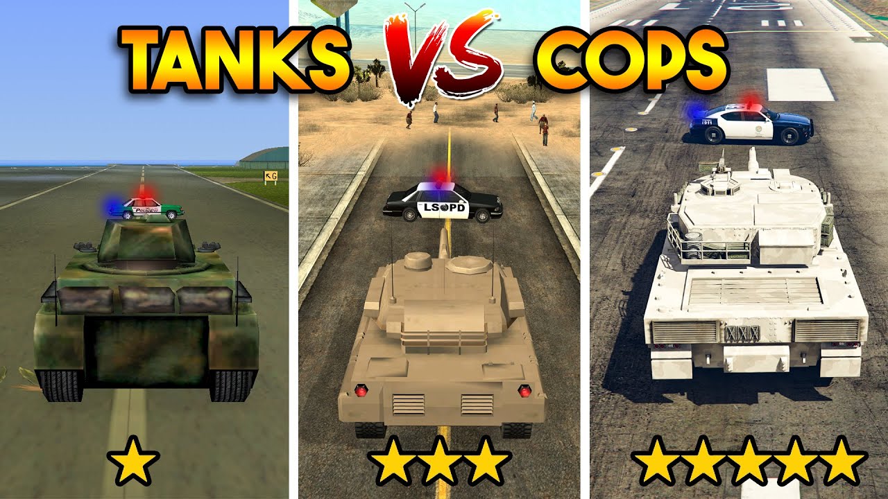TANKS VS COPS - IN EVERY GTA (GTA 5, GTA 4, GTA SAN ANDREAS, GTA VC ...