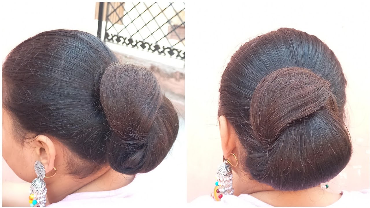 Very Easy Hair bun Hairstyle For Girls//Beautiful MESSY Bun Hairstyle ...