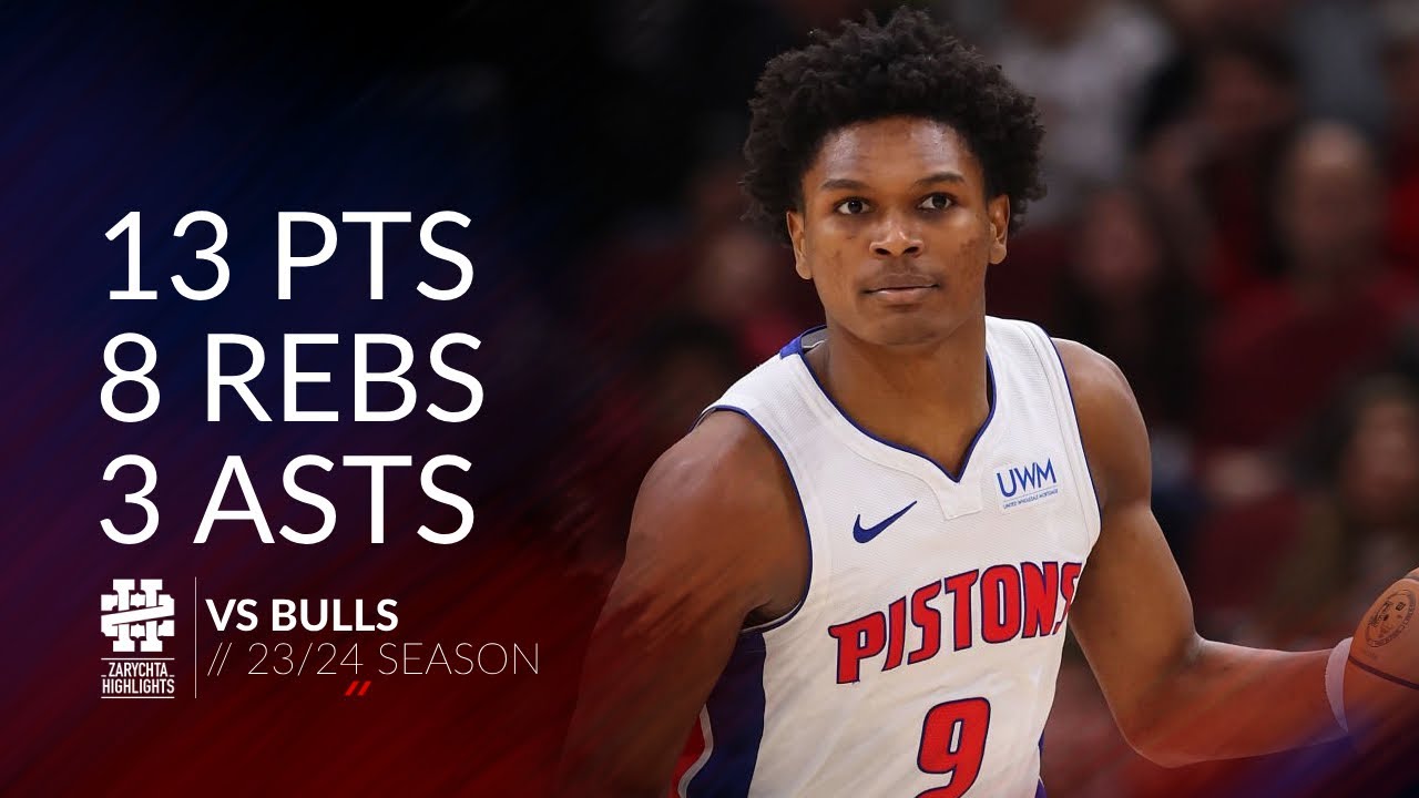 Ausar Thompson 13 pts 8 rebs 3 asts vs Bulls 23/24 season - YouTube