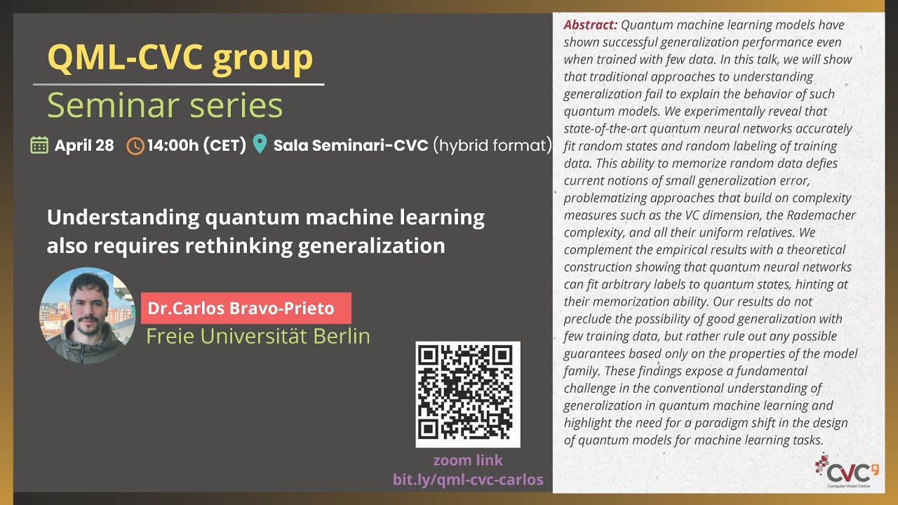28/4/25 | Understanding quantum machine learningalso requires rethinking generalization - YouTube