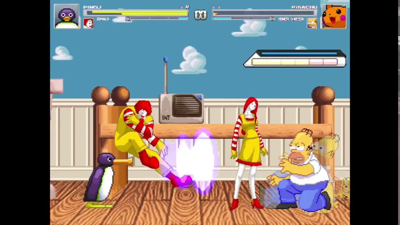Pingu & Donald vs Pikachu & Homer Simpson [M.U.G.E.N] - YouTube