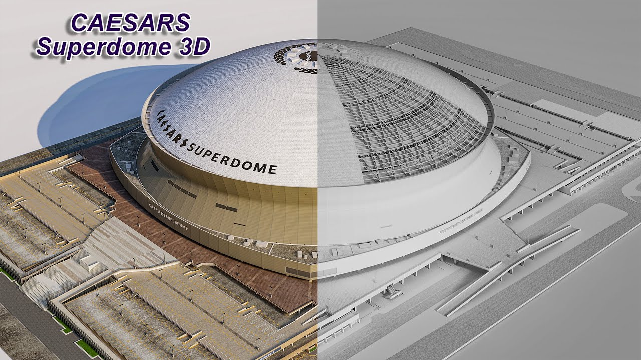 Caesars Superdome - New Orleans USA 3D Model (Exterior preview) - YouTube
