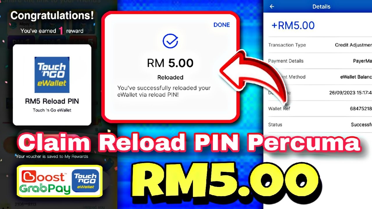 Dapat free je RM5 reload pin touch n go ewallet 2025 !!! Tebus sehari ...