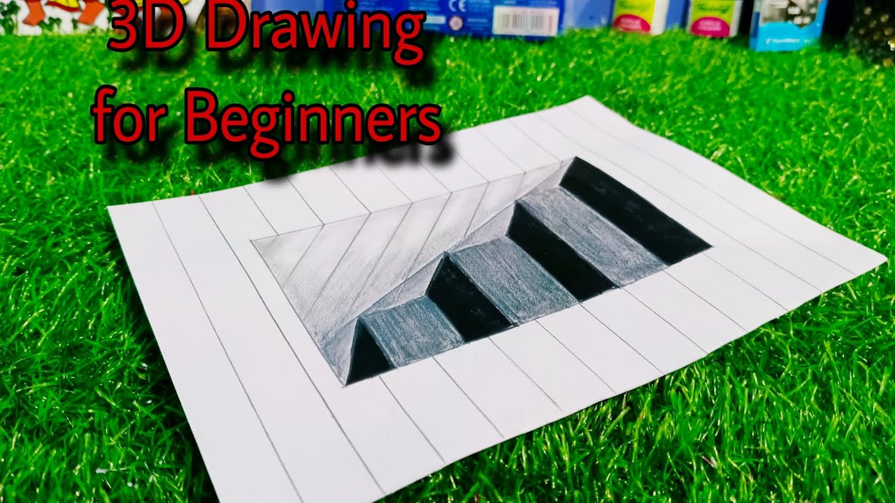 How to make easy 3D Art For Bignners / Stairs Art / 3D Sidhi Art / very ...
