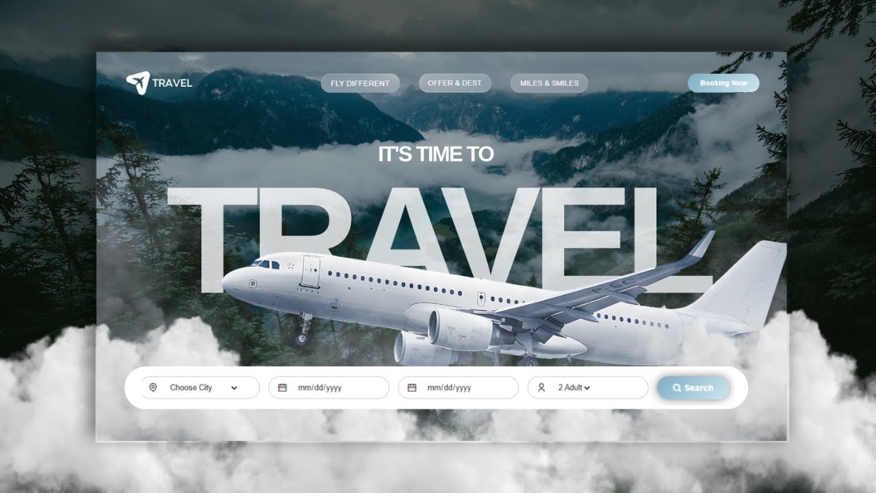 Build a Stunning Travel Booking Website with HTML & CSS Airplane ...