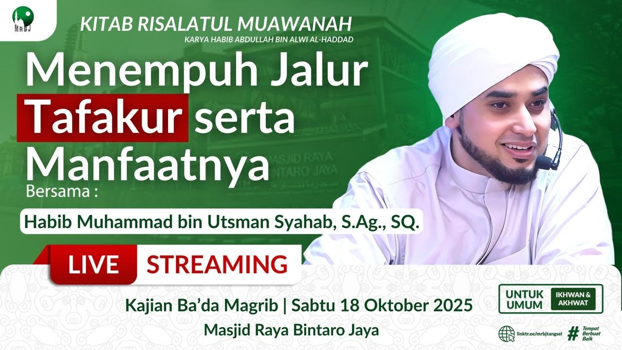 🔴[LIVE] Menempuh Jalur Tafakur serta Manfaatnya | Habib Muhammad bin ...