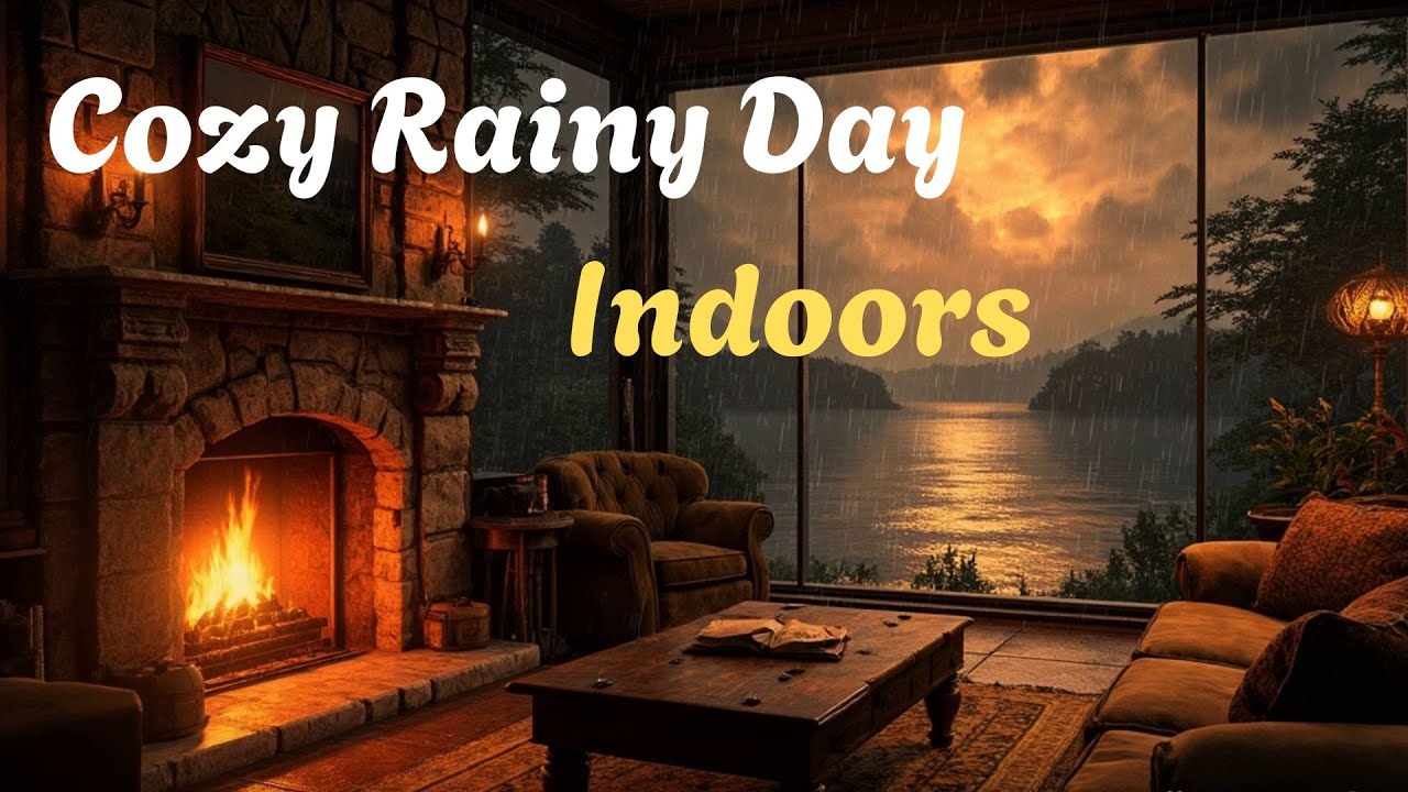 Goodnight – Rainfall & Fireplace Ambience Cozy Rainy Day Indoors - YouTube