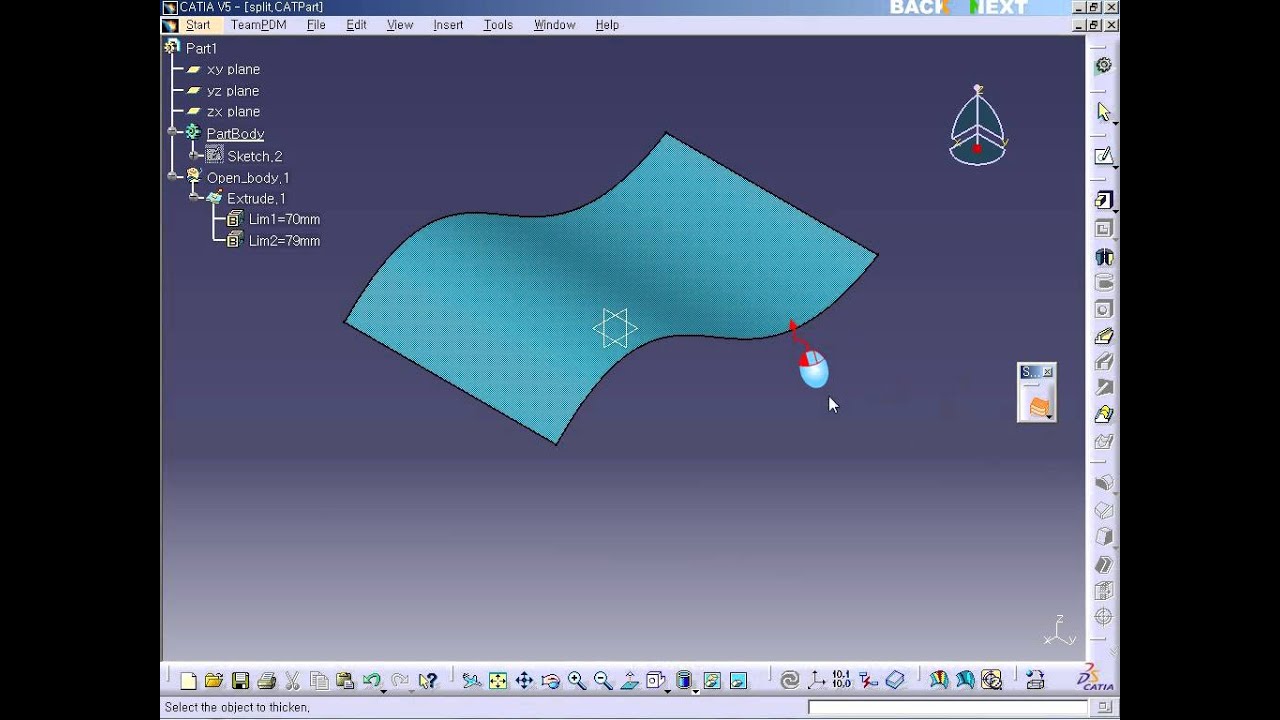 CATIA V5 - Part design - Thick surface [카티아스쿨] - YouTube