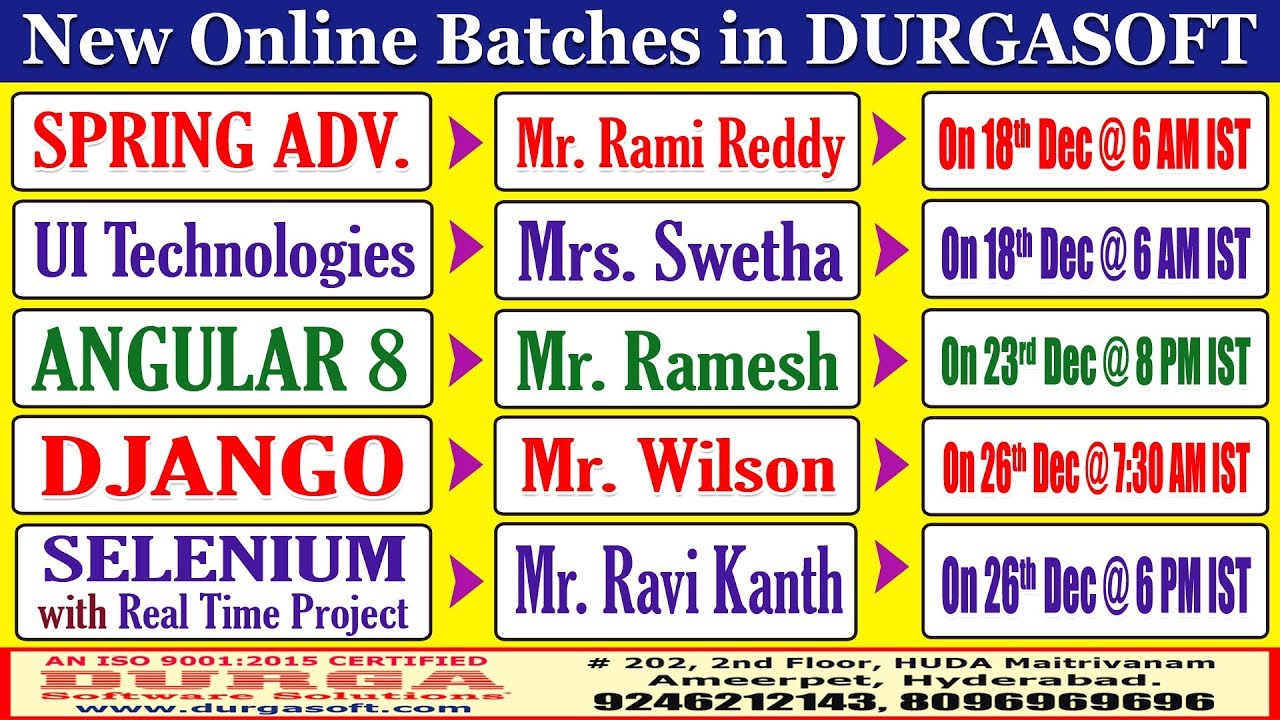 New Batches in Online Training @ DURGASOFT - YouTube