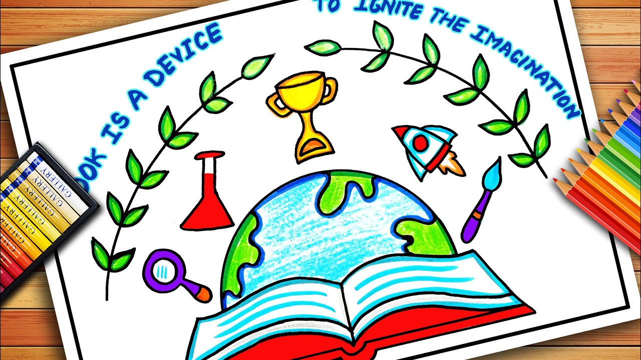 International Literacy Day Drawing | Literacy Day Drawing | Book Day ...