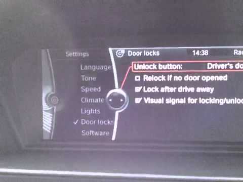 BMW How to set drivers door locking - iDrive - YouTube