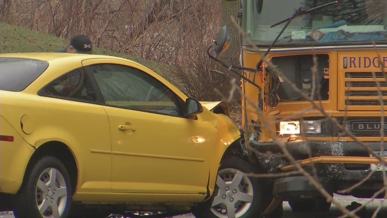 School bus crashes during freezing rain storm - YouTube