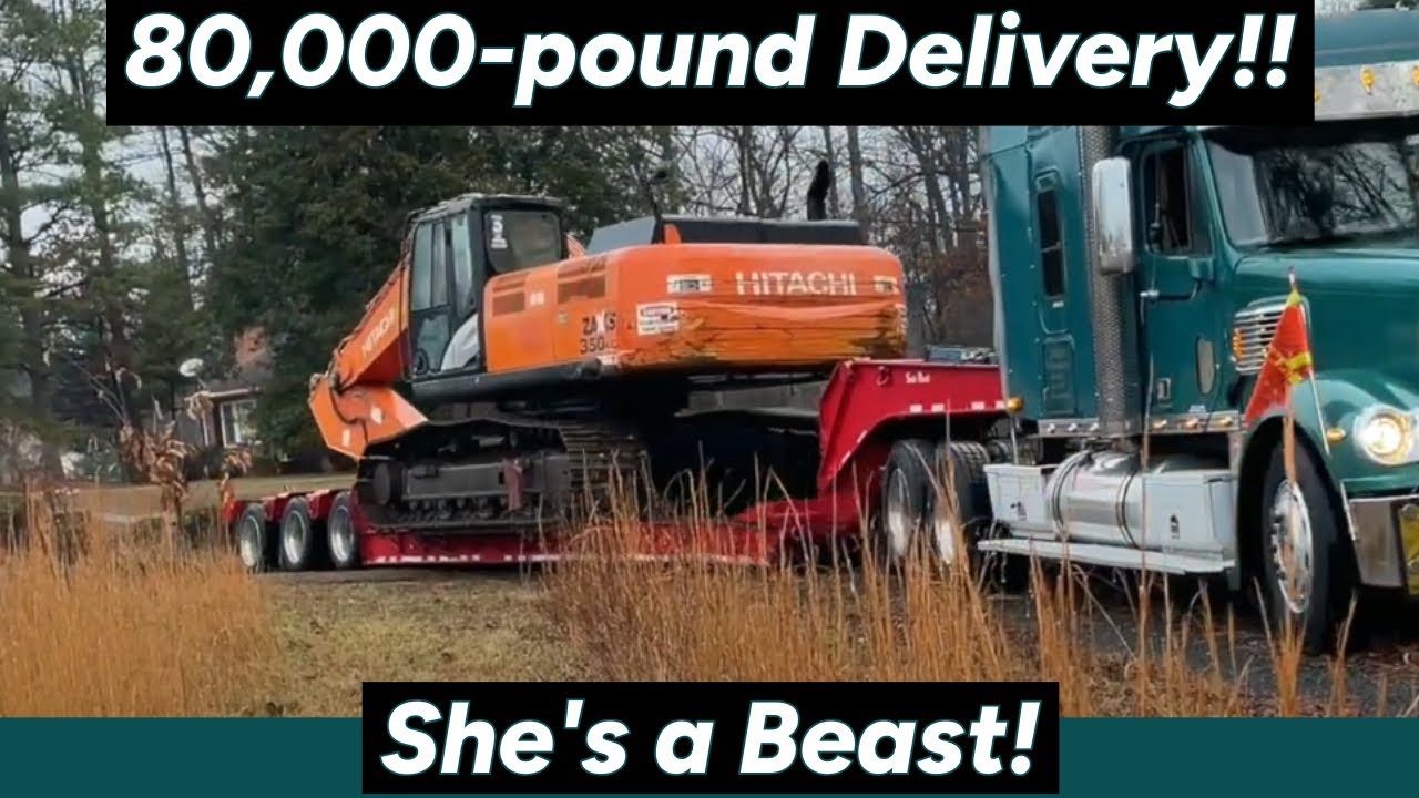Hitachi 350-LC Excavator Delivery + FIRST DIG! | DIY Stump Removal on ...