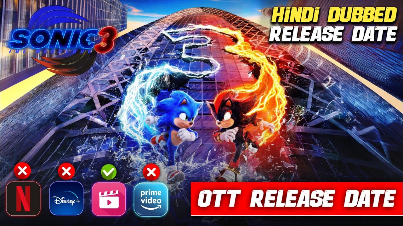 Sonic 3 Movie Ott Release Date, Sonic 3 movie Hindi dubbed release date ...