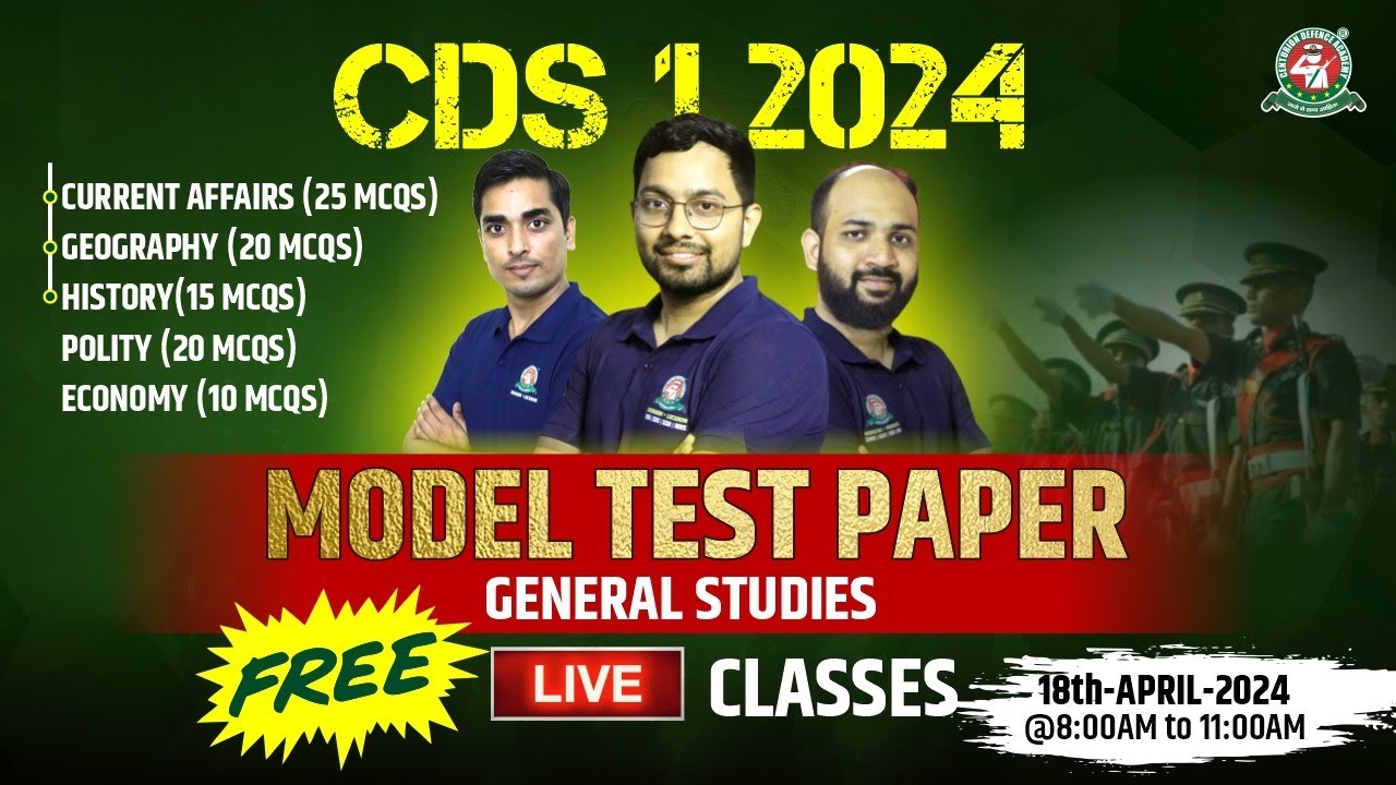 CDS 1 2024 | CDS MODEL TEST PAPER👉"G.S" Live Class🔥for CDS students I ...