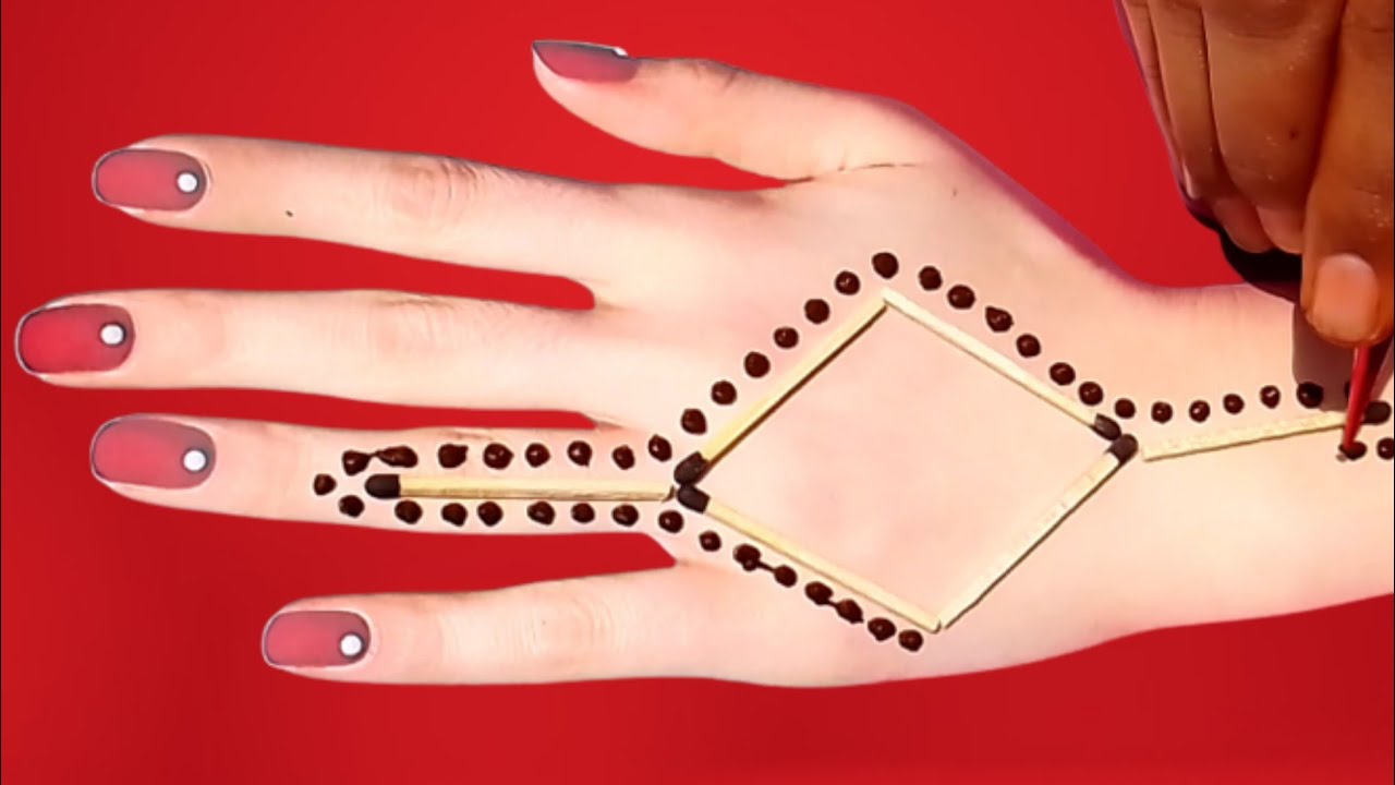 match stick trick mehndi | easy mehndi design with matchsticks |mehndi ...