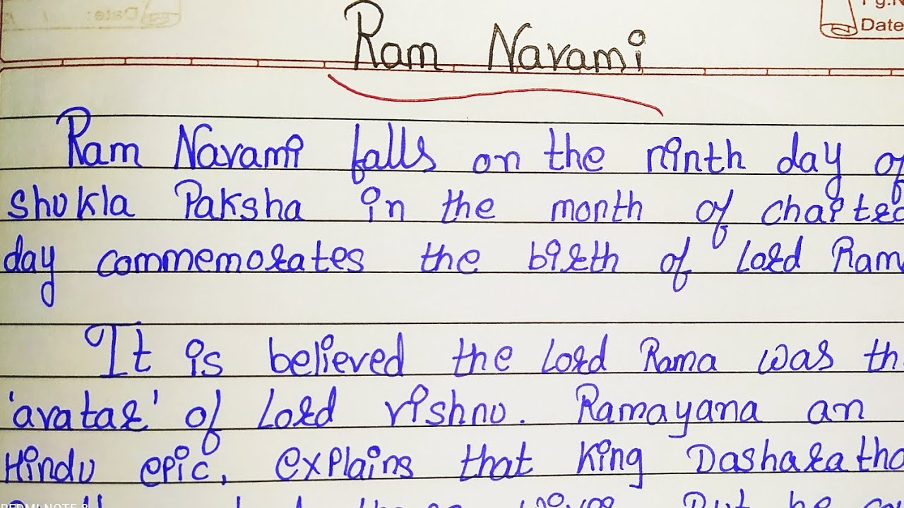 Ram Navami essay writing || Write an essay on ram navami || English ...