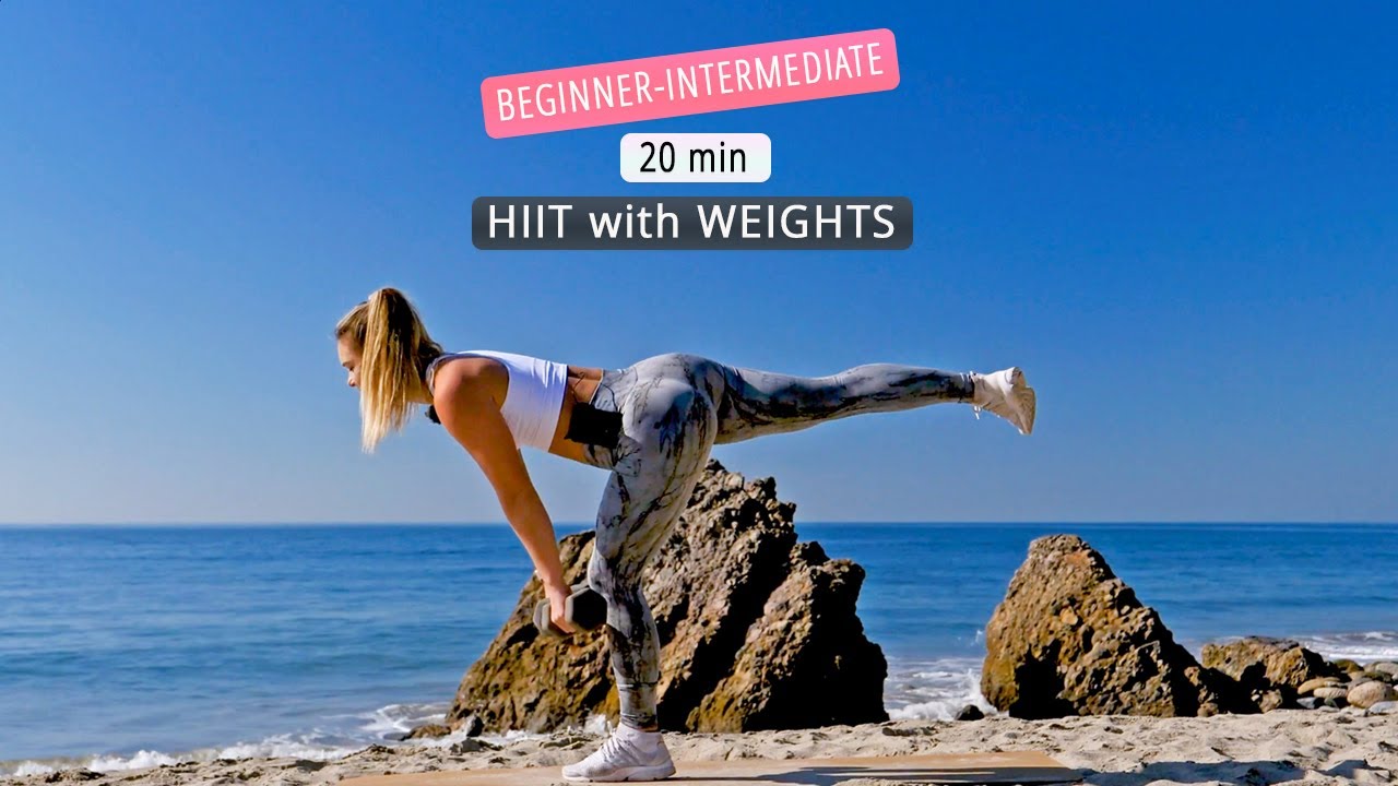 20 min Full Body HIIT Workout with weights - Day 7 of 4 Week HIIT Abs ...