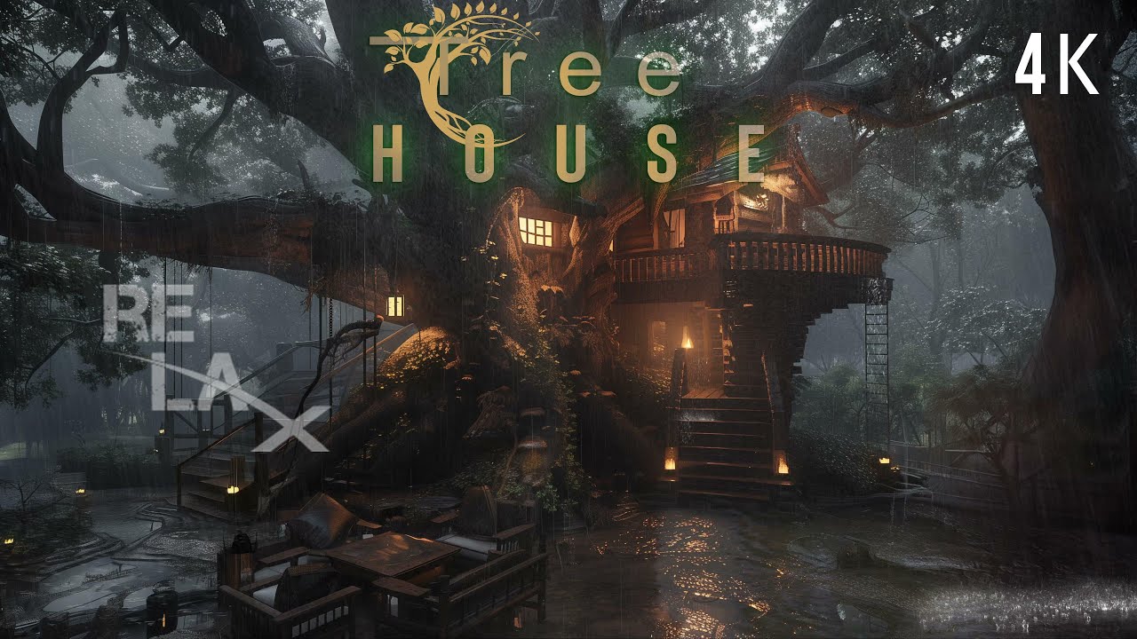 Rainy Night in a Cozy Tree House | Nature's Calm and Peaceful Forest ...