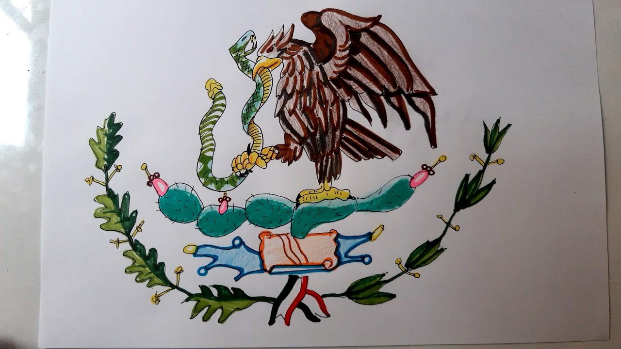 Escudo De La Bandera Mexicana Simbólica Del Escudo Y La Bandera De