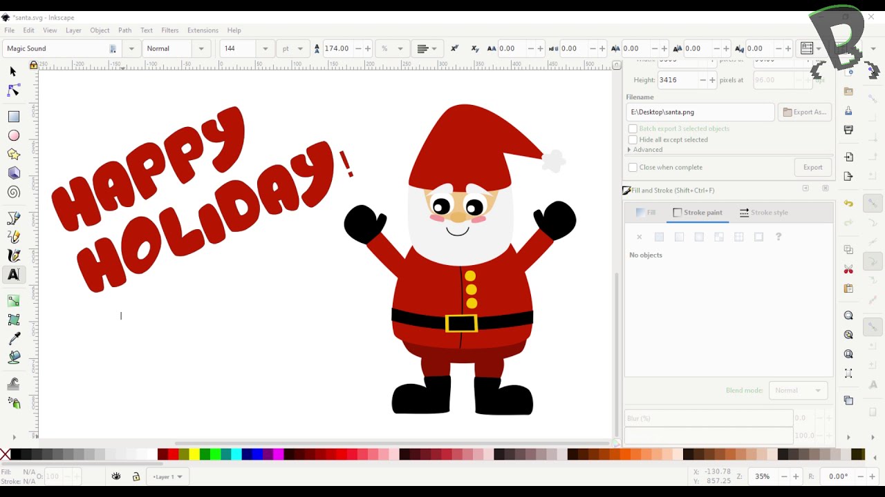 Creating Santa in Inkscape - YouTube