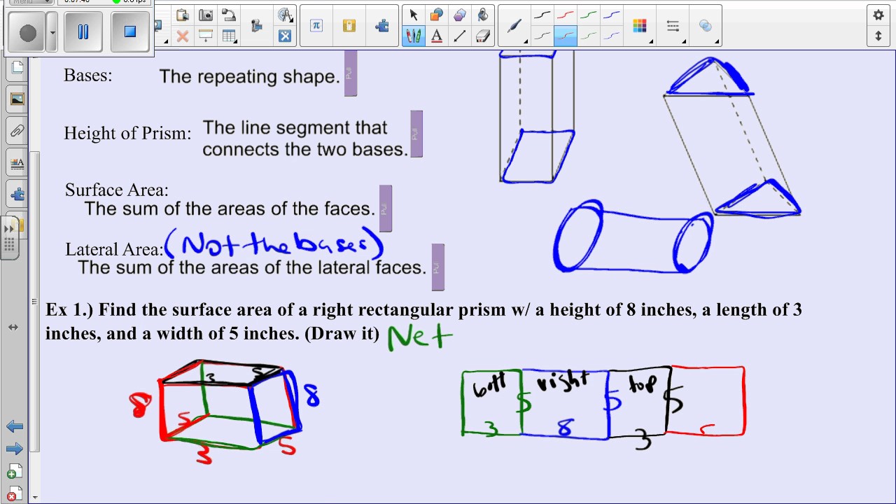 Geometry 11 2 Surface Area of Prisms and Cylinders - YouTube