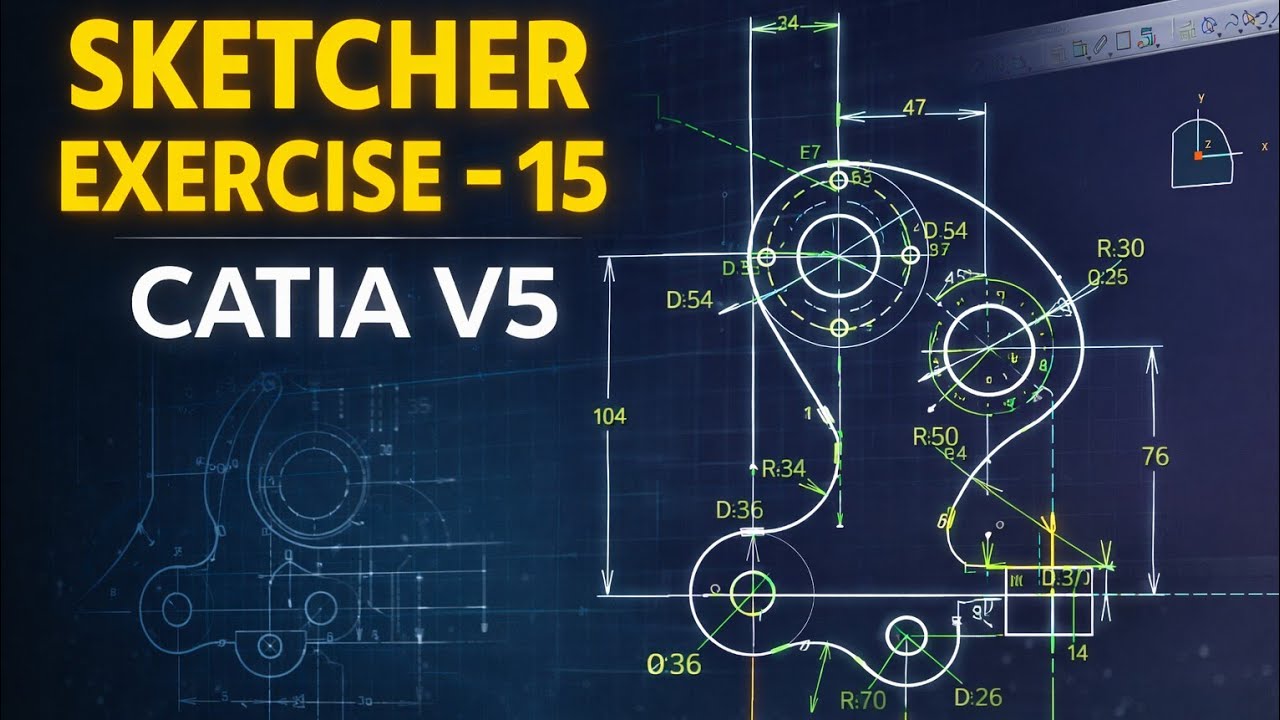 CATIA V5 Sketcher Exercise Part 15 | Advanced Practice Drawing (Step by ...