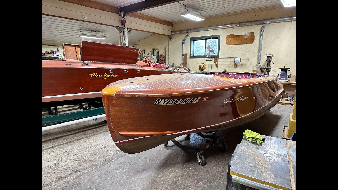 1951 18 FT Chris Craft Riviera Varnish & Striping Update 12 5 2023 ...