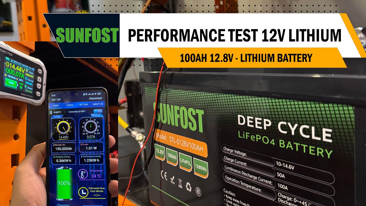 12V Lithium Battery Performance Test | SUNFOST 12V 100Ah Battery - YouTube