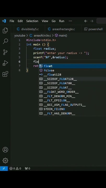 Find Area Of Circle In C Language Shorts Clanguage Trending Viral Coding Youtube