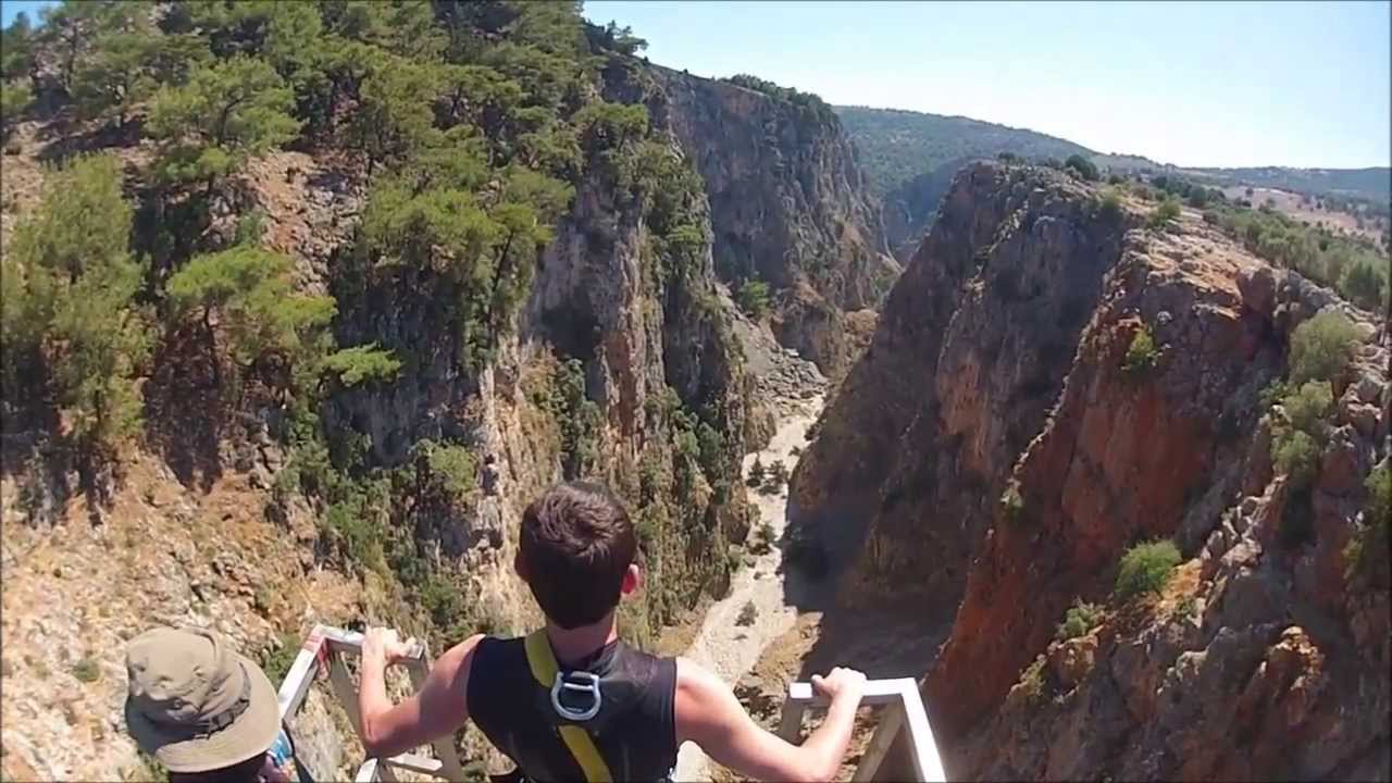 138m Bungy Jump from Aradaina Bridge in Crete Greece. Thanks to Liquid ...