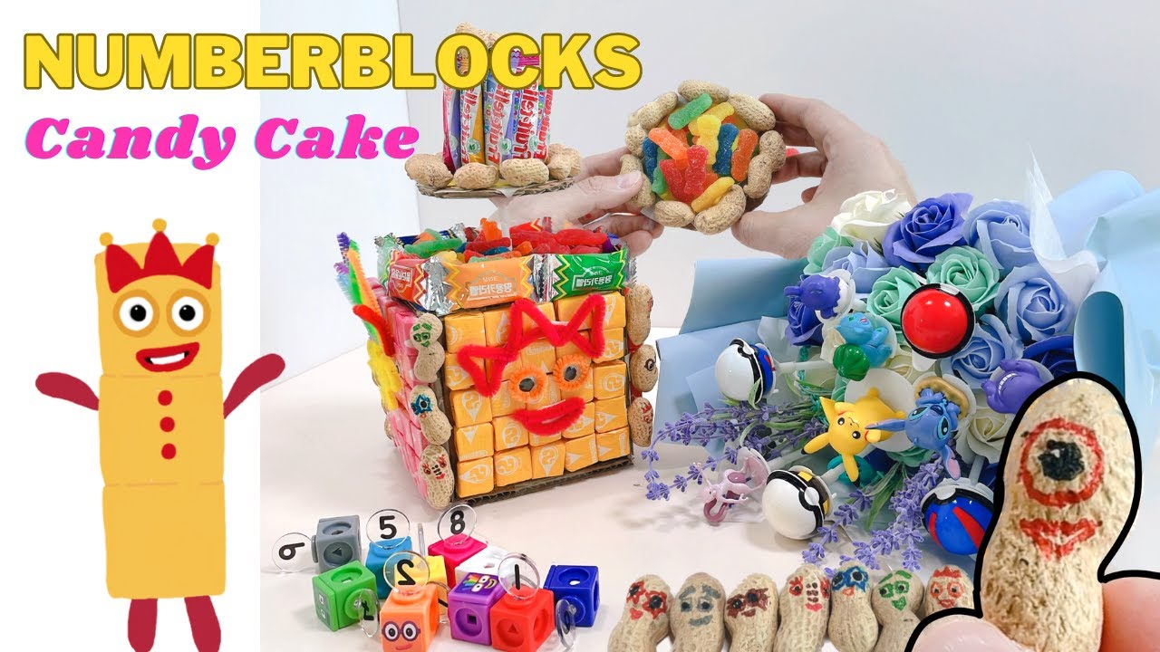 Numberblocks Candy Cake & Flower Bouquet with Pokemon DIY Tutorial | 돈안 ...