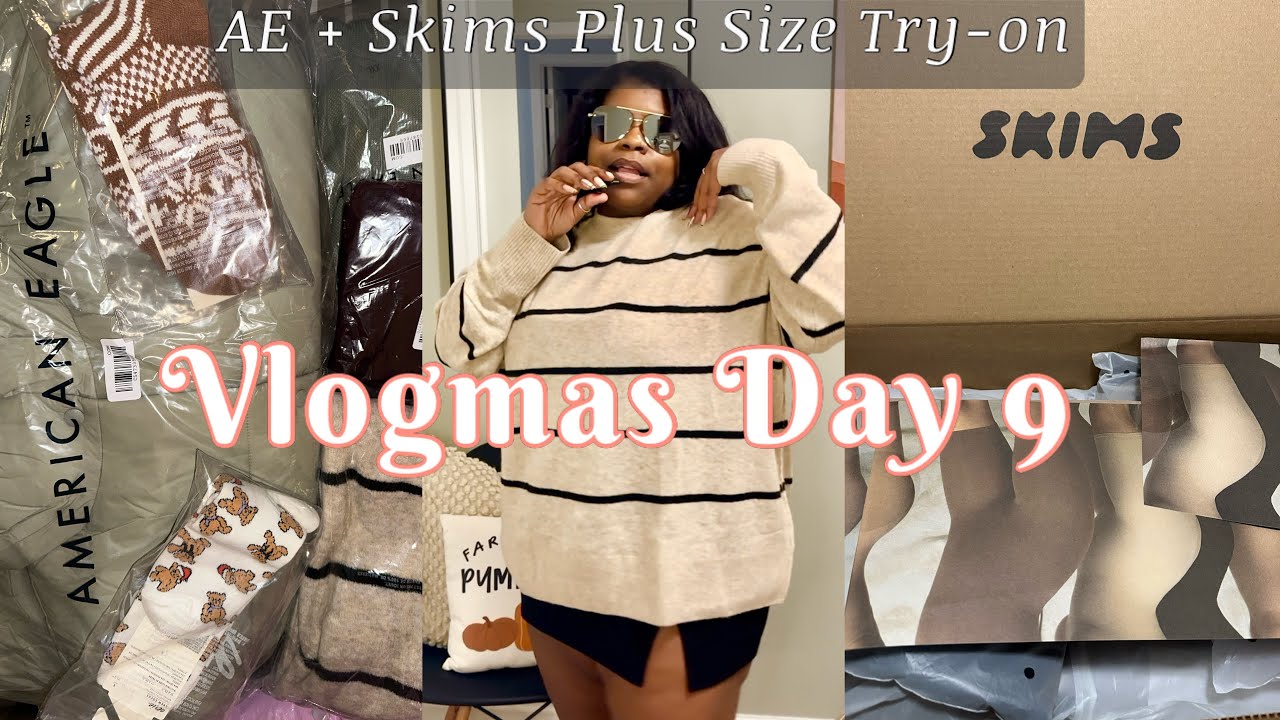 VLOGMAS DAY 9 - AE + Skims Plus size Try-on Black Friday Finds🧦👚👗😎 ...