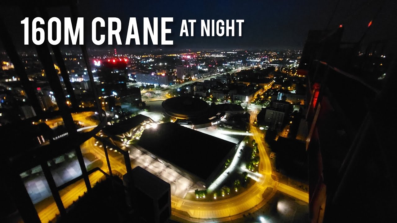 Climbing a 160m crane at night | POV - YouTube