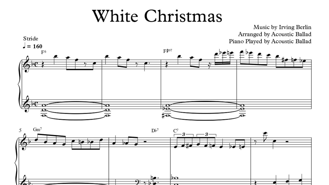 Jazz Piano . 'White Christmas' . Score 악보 Stride 랙타임 | Solo Piano | 재즈 ...
