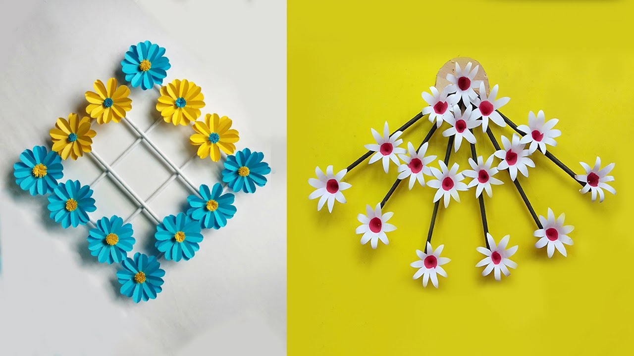 2 Easy Home Decoration ideas | paper flower wall hanging | 2-Minute ...