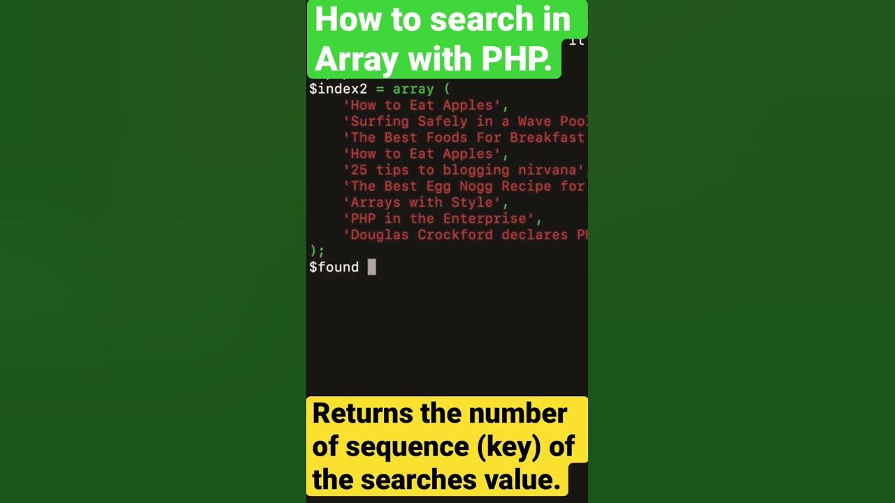 How To Search In Array With Php Array Php Coding Example Tutorial Beginners Youtube