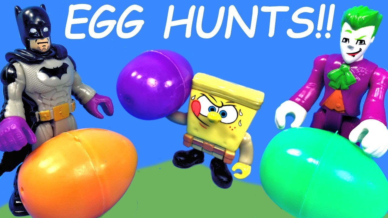Easter Egg Hunts with Imaginext Batman, Spongebob Squarepants, Joker ...