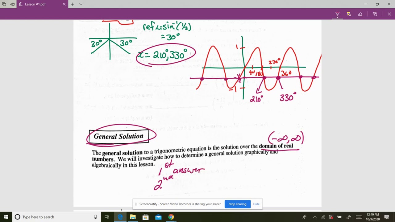 Lesson #1 Solving First Degree Trig Equations General Solution - YouTube